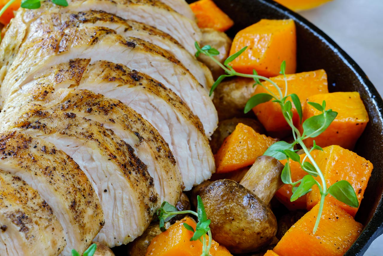 Turkey with Mushrooms & Butternut Squash Skillet (Delicious & Simple ...