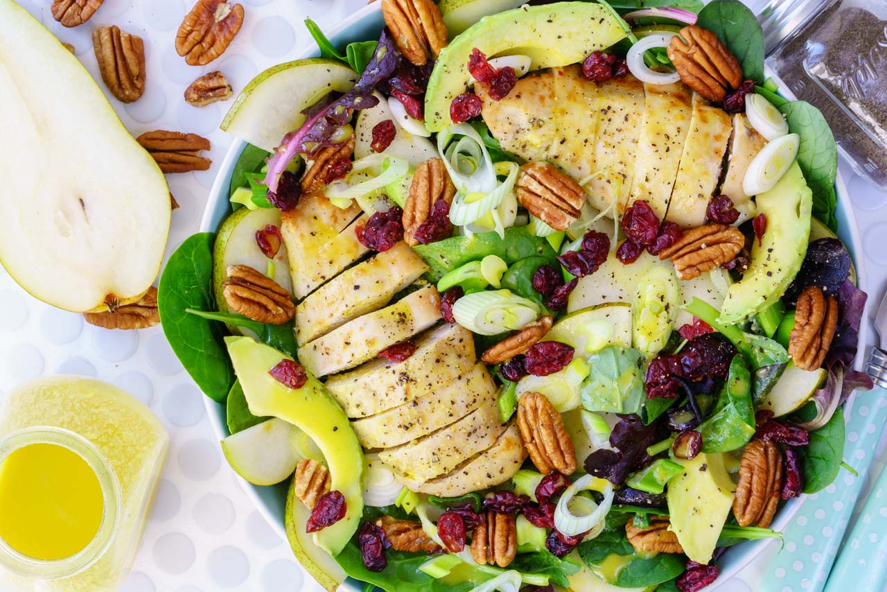 A Beautiful Way to Eat Clean! Chicken Avocado Pear Salad | Clean Food Crush