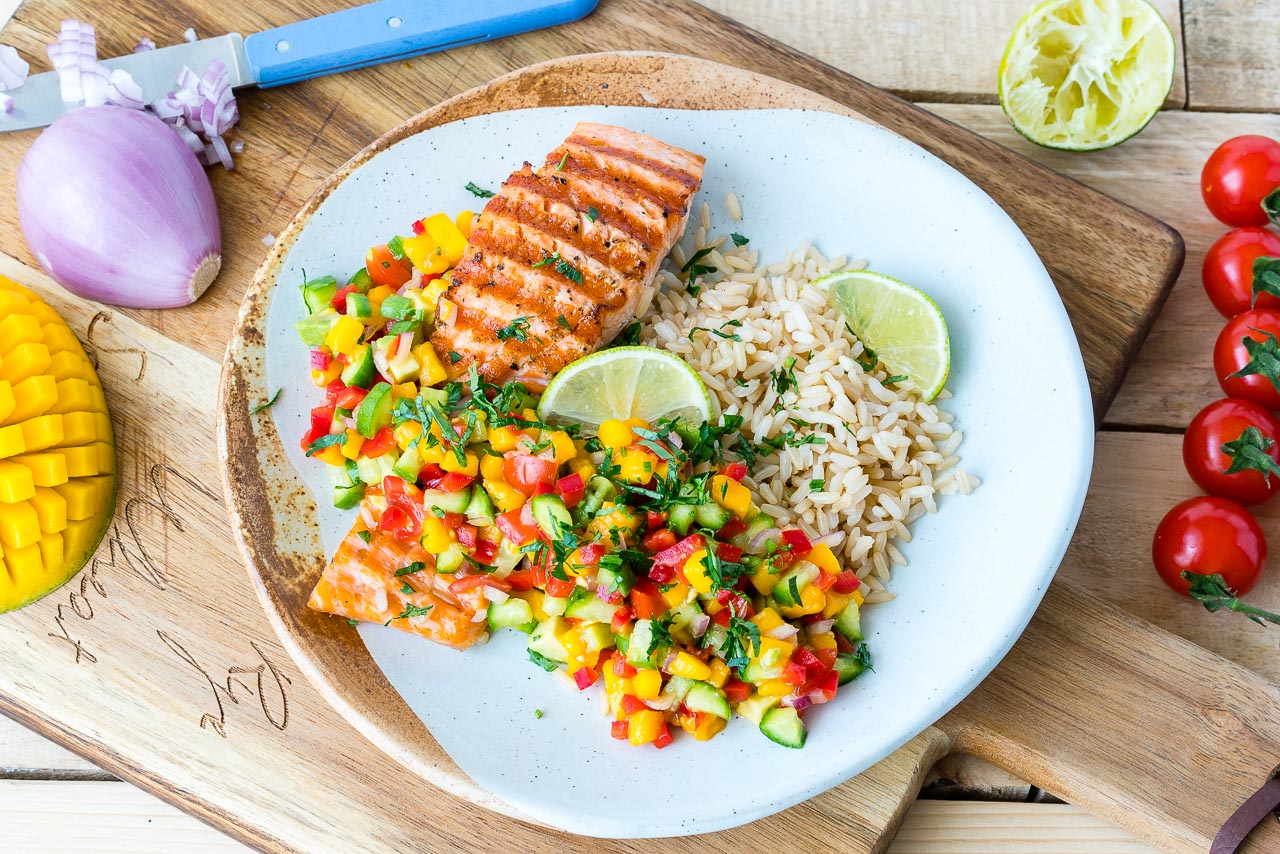 This Grilled Lime Salmon + Avo-Mango Salsa is Mouthwatering & Fast ...