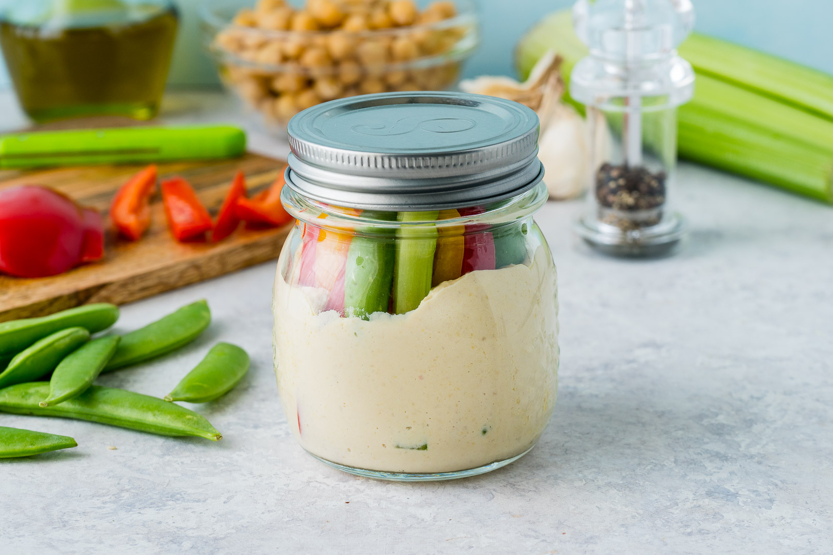 Hummus + Crunchy Veggies Snack Jars for Clean Eating Success! | Clean ...