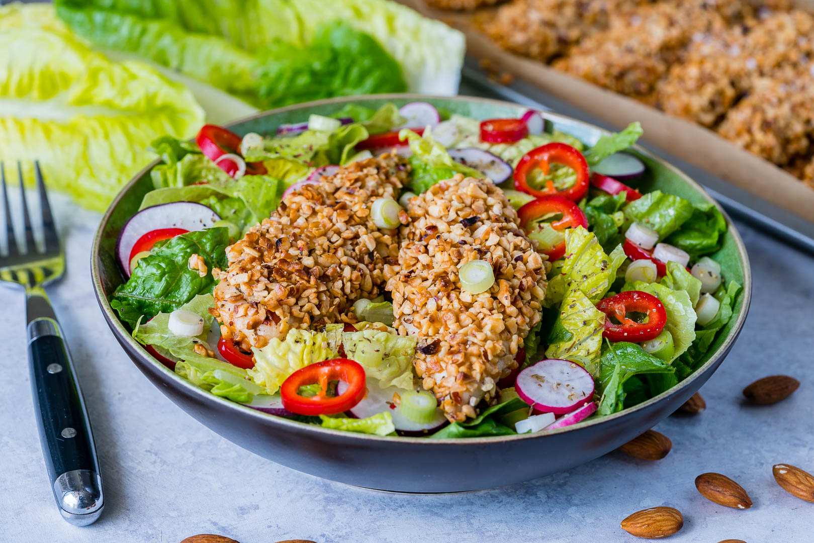 Crispy Chicken Salad w/ Homemade Honey Dijon Dressing (Gluten Free ...