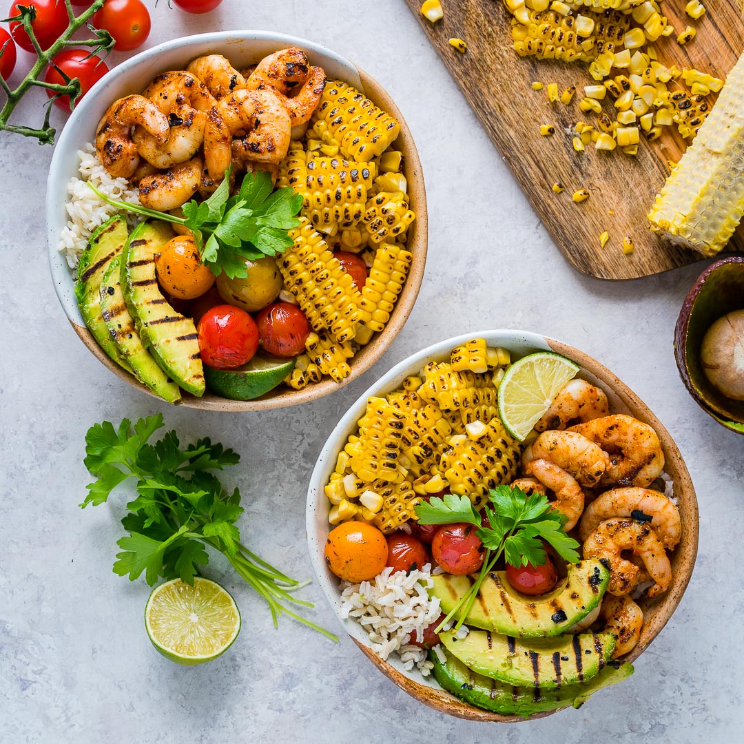 Clean Eating Meal Prep: Grilled Shrimp Bowls + Cilantro-Lime Rice ...