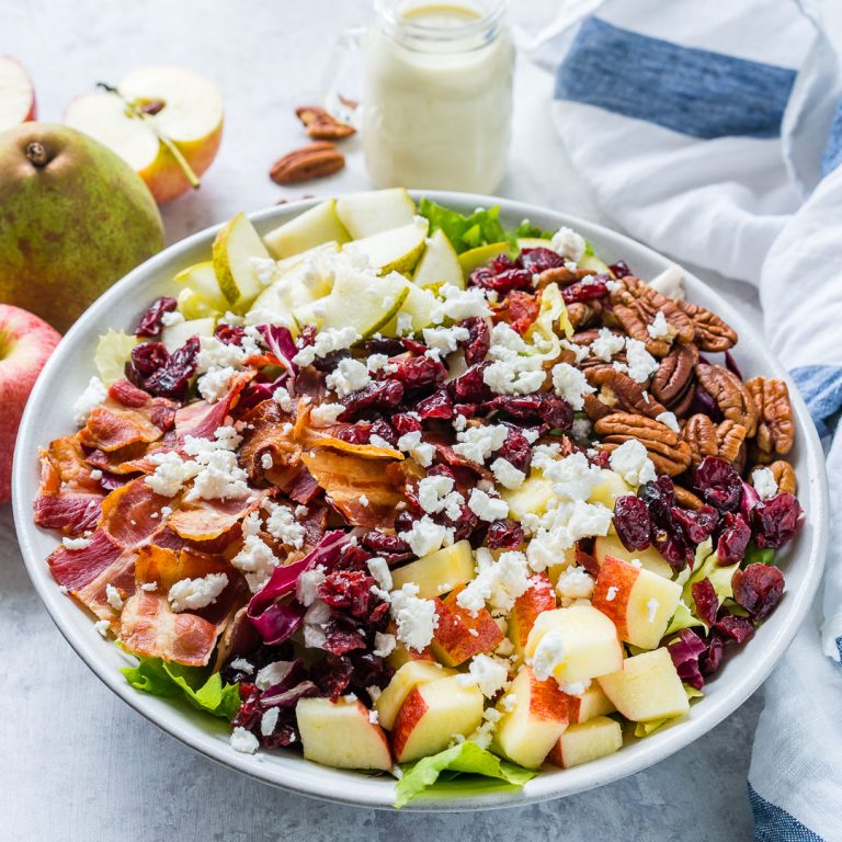 Delicious Chopped Autumn Salad + Creamy Homemade Dressing! | Clean Food ...