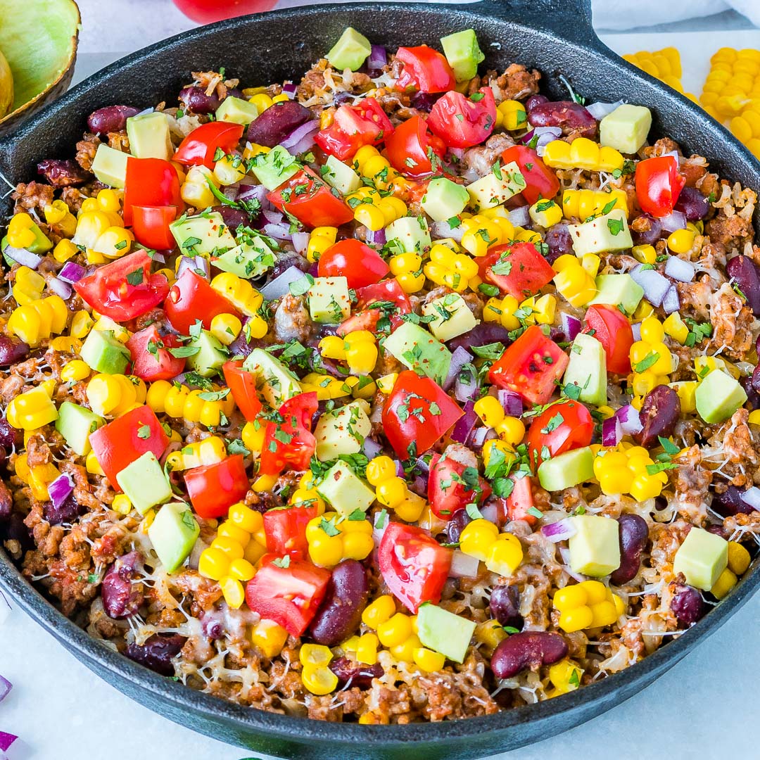 One-Pan Tex-Mex Hearty Turkey + Rice Skillet for the Whole Fam! | Clean ...