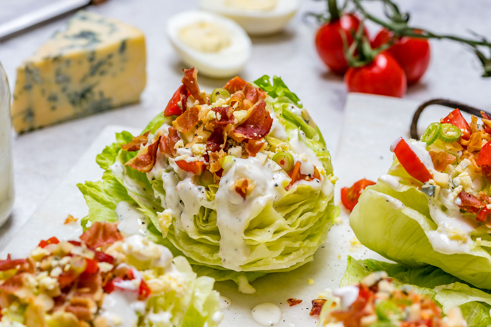 Eat Clean: Loaded Iceberg Wedge Salad + Skinny Blue Cheese Dressing ... Eat Clean: Loaded Iceberg Wedge Salad + Skinny Blue Cheese Dressing ...
