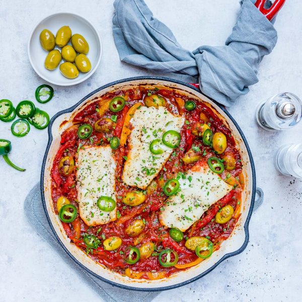 Eat Clean for Dinner: Baked Cod in Tomatoes & Olives! | Clean Food Crush
