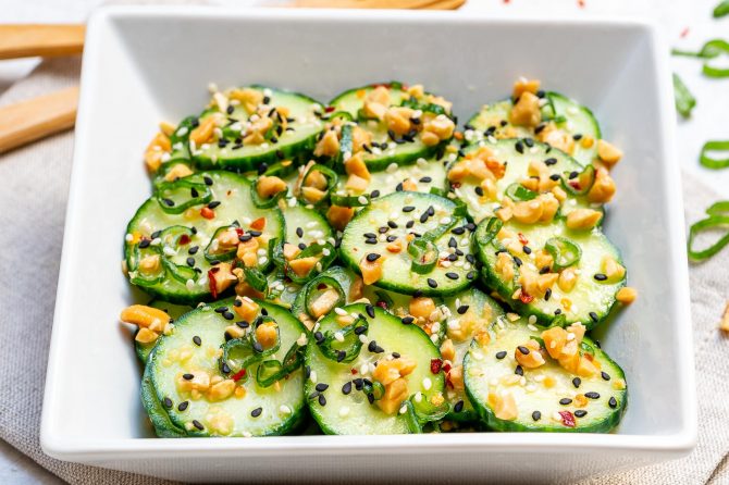 Tangy Sesame Cucumber Salad to Shed Water Weight and Eat Clean! | Clean ...