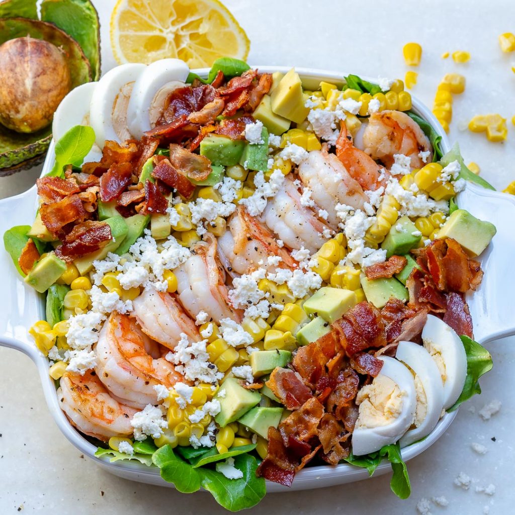 ULTIMATE Shrimp Cobb salad + Fresh Lemon-Chive Salad Dressing | Clean ...