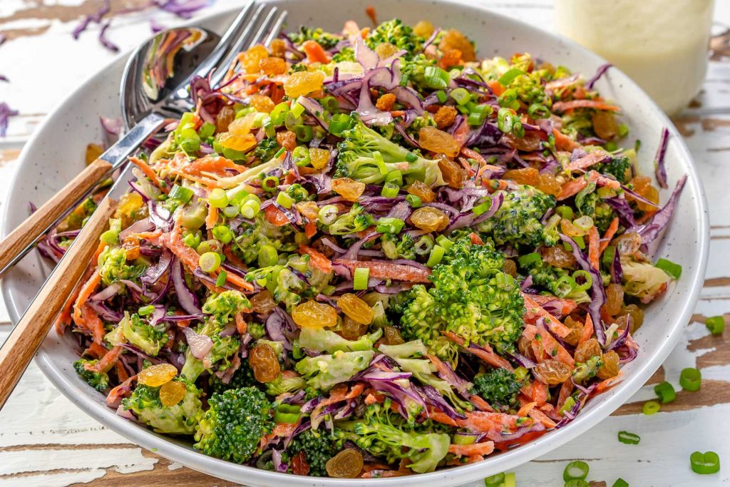 Delicious Raw Broccoli Slaw to Eat Clean! | Clean Food Crush