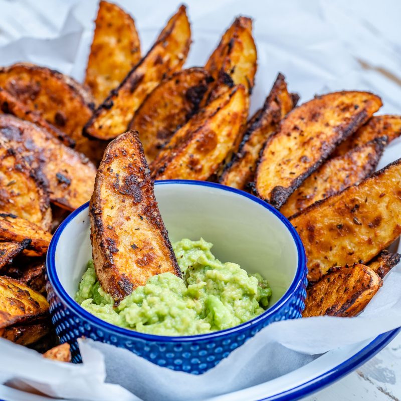 Baked Smoky Potato Wedges + Limey Avo Mash for a Clean Snack! | Clean ...