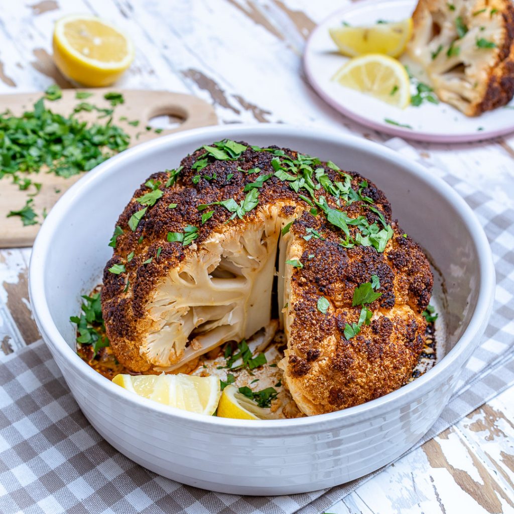 Whole Roasted Cauliflower Makes an Impressive Clean Side Dish! | Clean ...