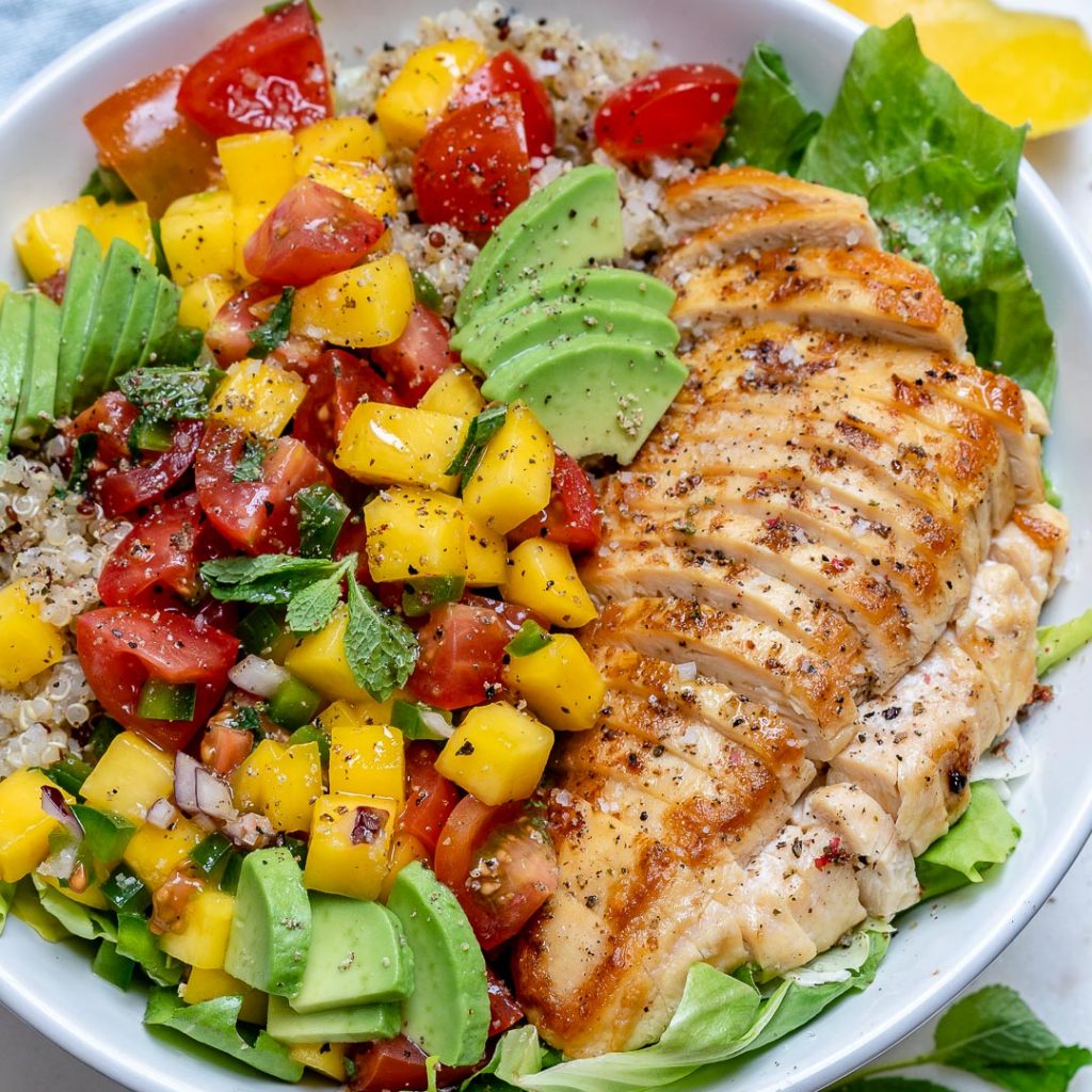 Eat Clean with these Healthy Mango Salsa Chicken Bowls! | Clean Food Crush