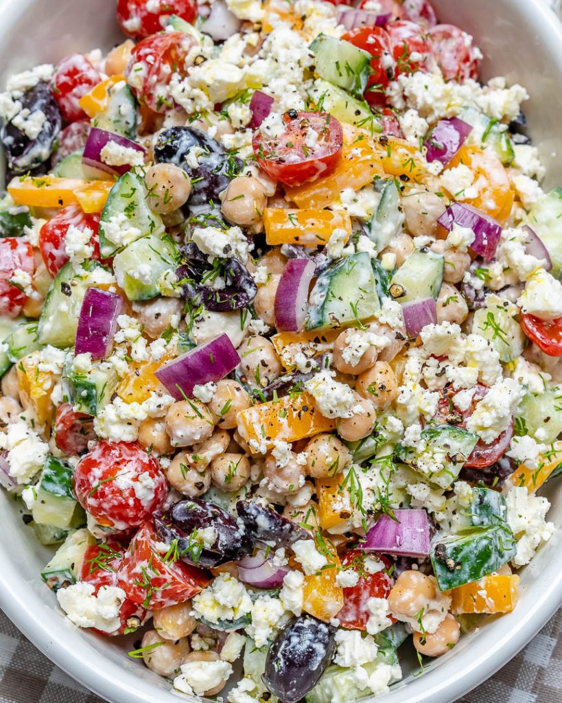 Greek Chickpea Salad + Tzatziki Dressing for a Plant-Based Protein ...