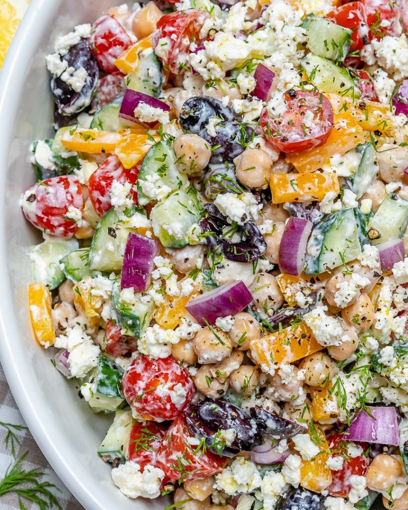 Greek Chickpea Salad + Tzatziki Dressing for a Plant-Based Protein ...