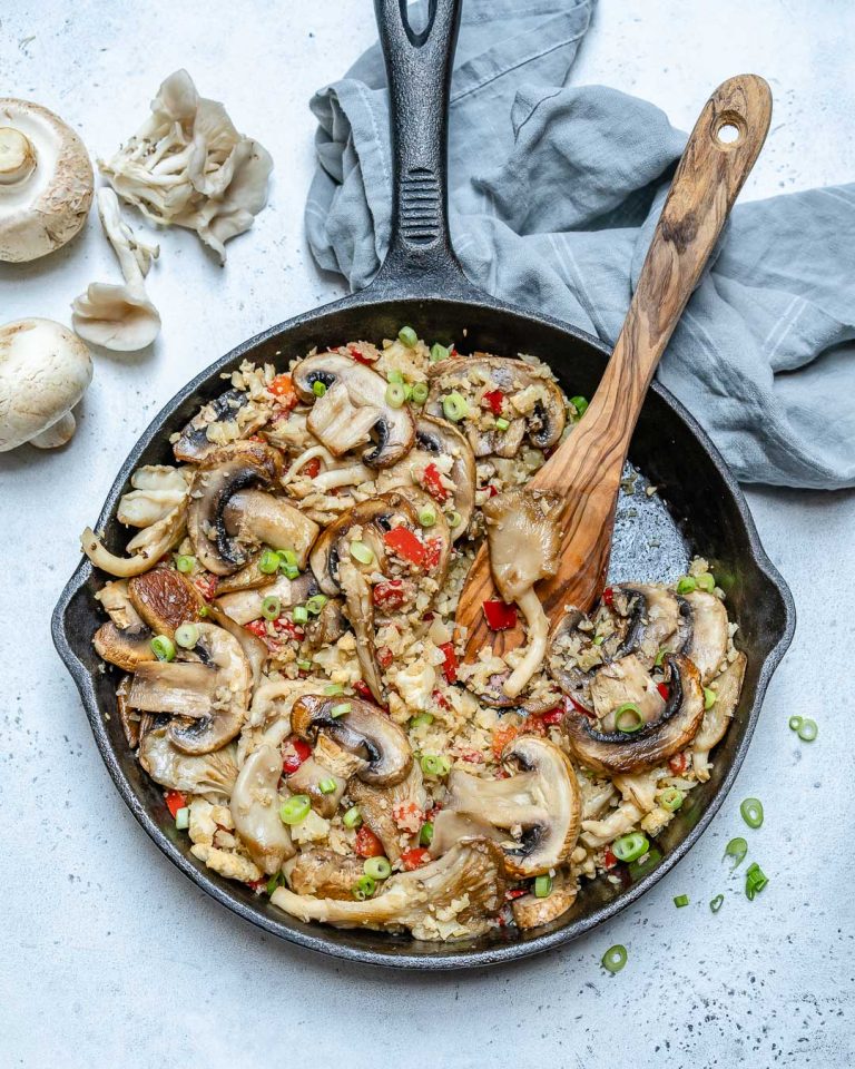Mushroom Cauliflower Fried ‘Rice’ for Yummy Clean Eats! | Clean Food Crush