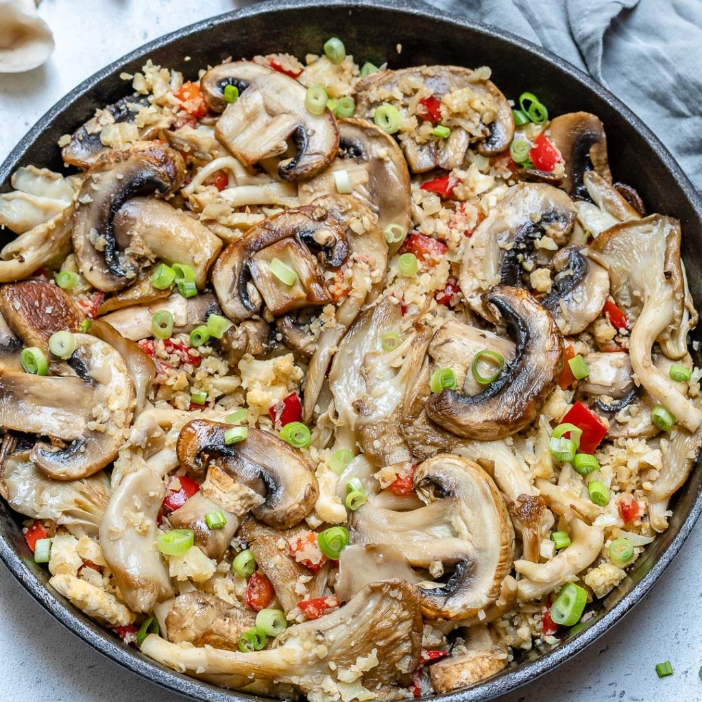 Mushroom Cauliflower Fried ‘Rice’ for Yummy Clean Eats! | Clean Food Crush