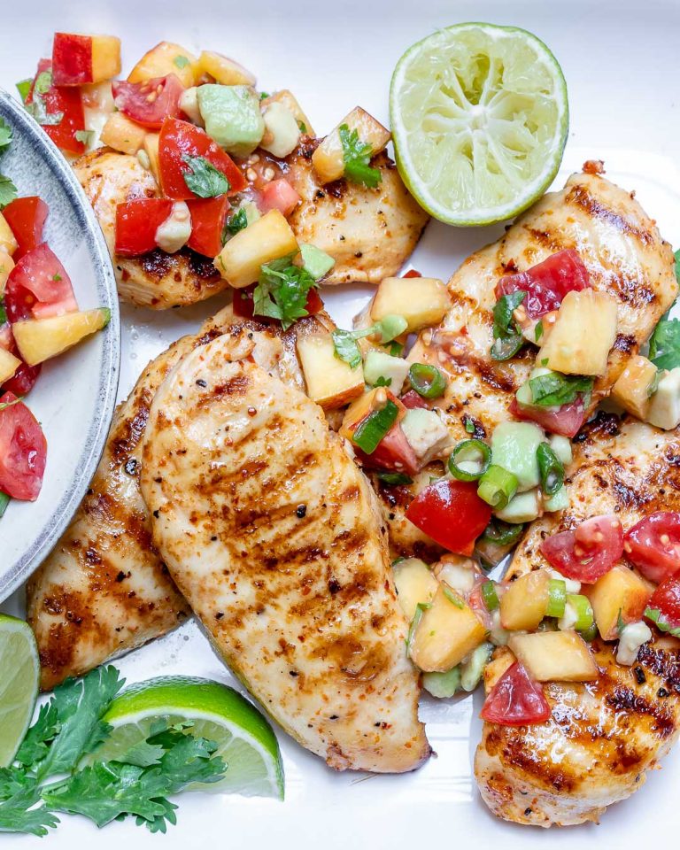 This Grilled Lime Chicken + Fresh Peach Salsa Recipe is Fantastic ...