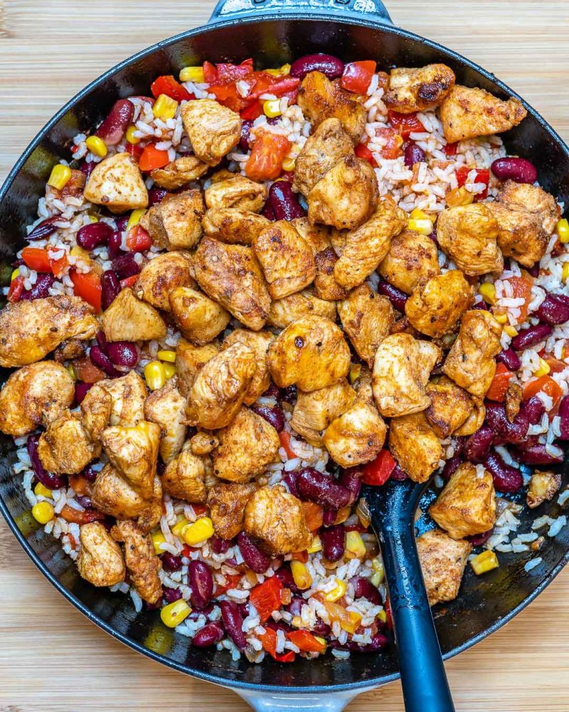 Super Delicious Mexican Inspired Chicken + Rice Skillet! | Clean Food Crush