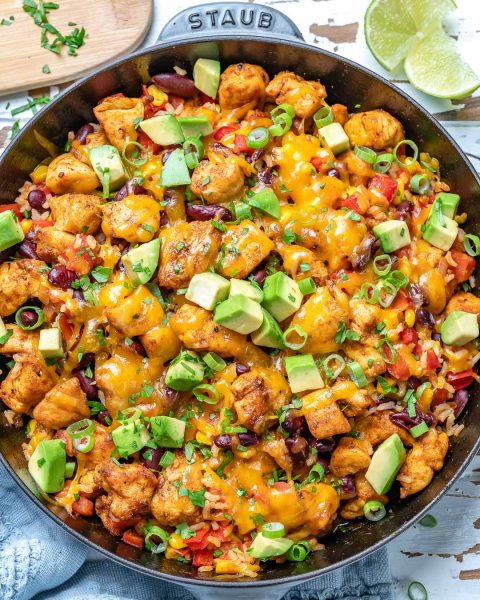 Super Delicious Mexican Inspired Chicken + Rice Skillet! | Clean Food Crush