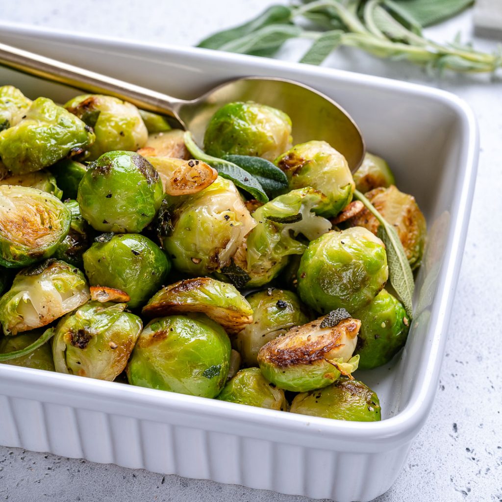 Garlic Sage Brussels Sprouts for a Crowd Pleasing Side Dish! | Clean ...