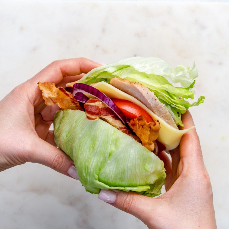 Turkey BLT “Sandwich” aka Crispy Lettuce Buns for Clean Eats! | Clean ...