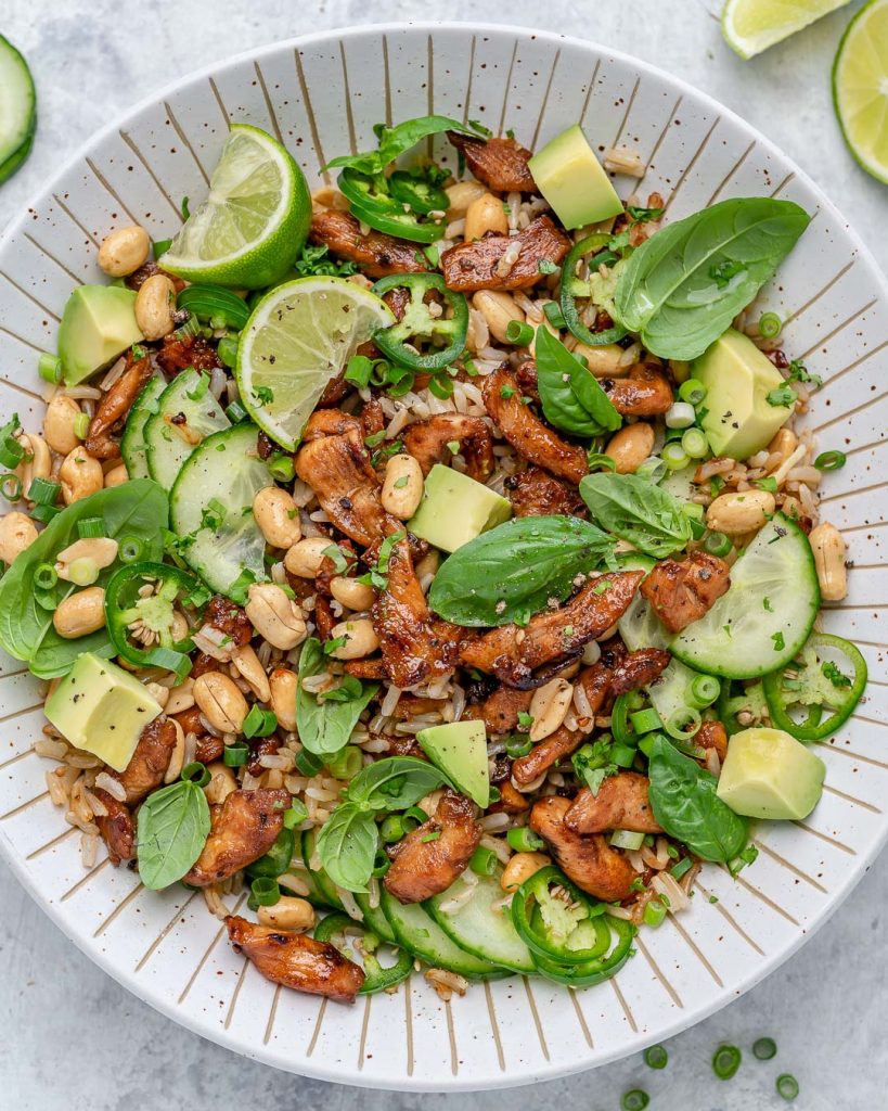 Crispy Crunchy Chicken + Rice Herb Salad | Clean Food Crush