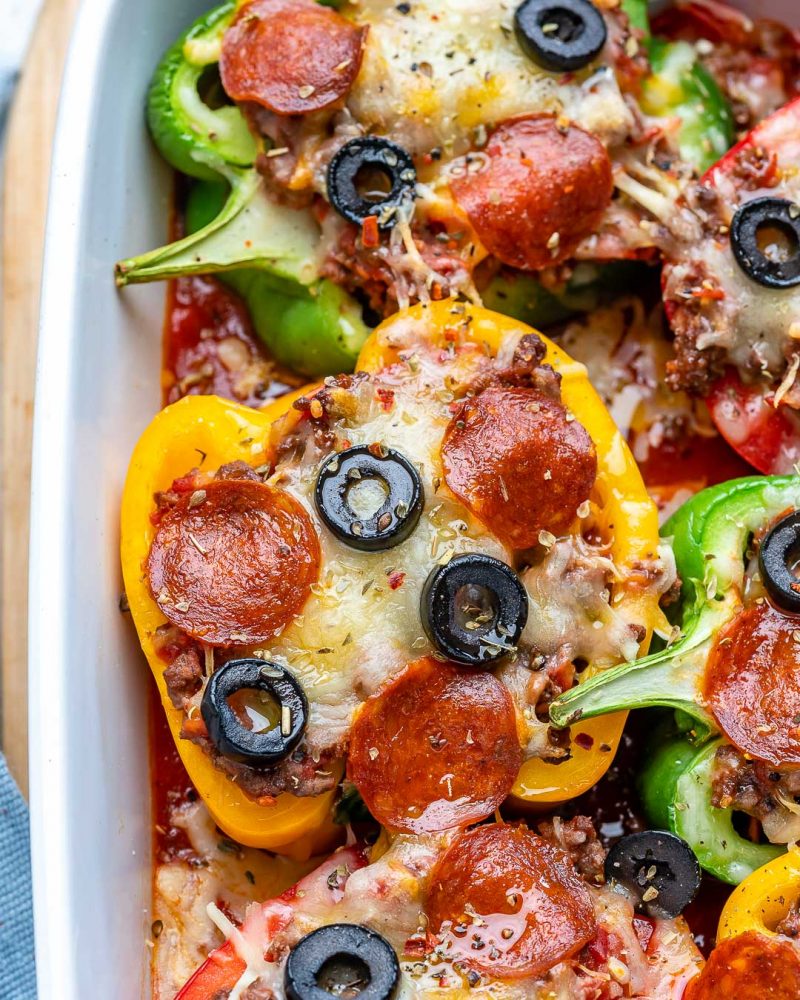 Pizza Stuffed Peppers | Clean Food Crush