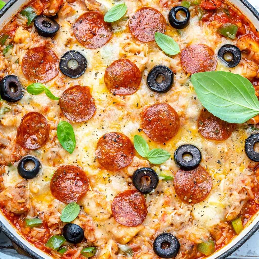 One-Pan Protein Packed Pizza Inspired Bake | Clean Food Crush