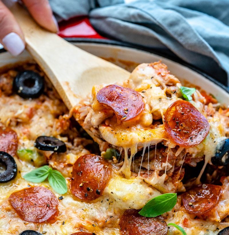 One-Pan Protein Packed Pizza Inspired Bake | Clean Food Crush