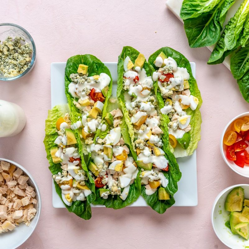 Cobb Salad Lettuce Wraps + Homemade Buttermilk Ranch | Clean Food Crush
