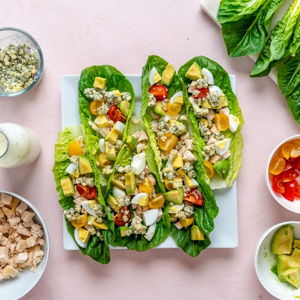 Cobb Salad Lettuce Wraps + Homemade Buttermilk Ranch | Clean Food Crush