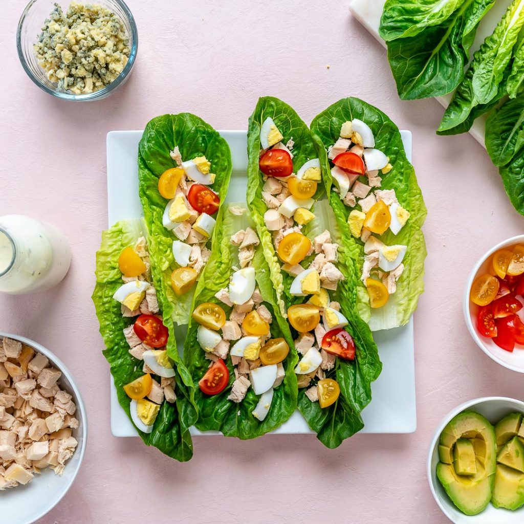 Cobb Salad Lettuce Wraps + Homemade Buttermilk Ranch | Clean Food Crush