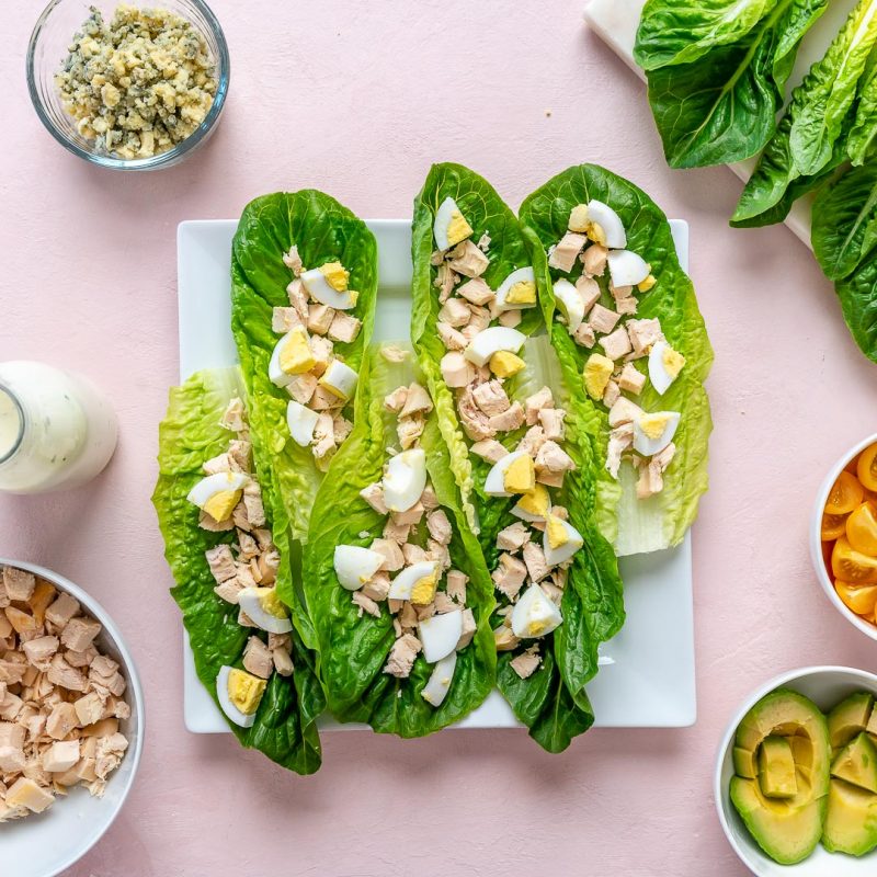 Cobb Salad Lettuce Wraps + Homemade Buttermilk Ranch | Clean Food Crush
