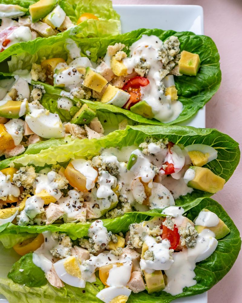 Cobb Salad Lettuce Wraps + Homemade Buttermilk Ranch | Clean Food Crush