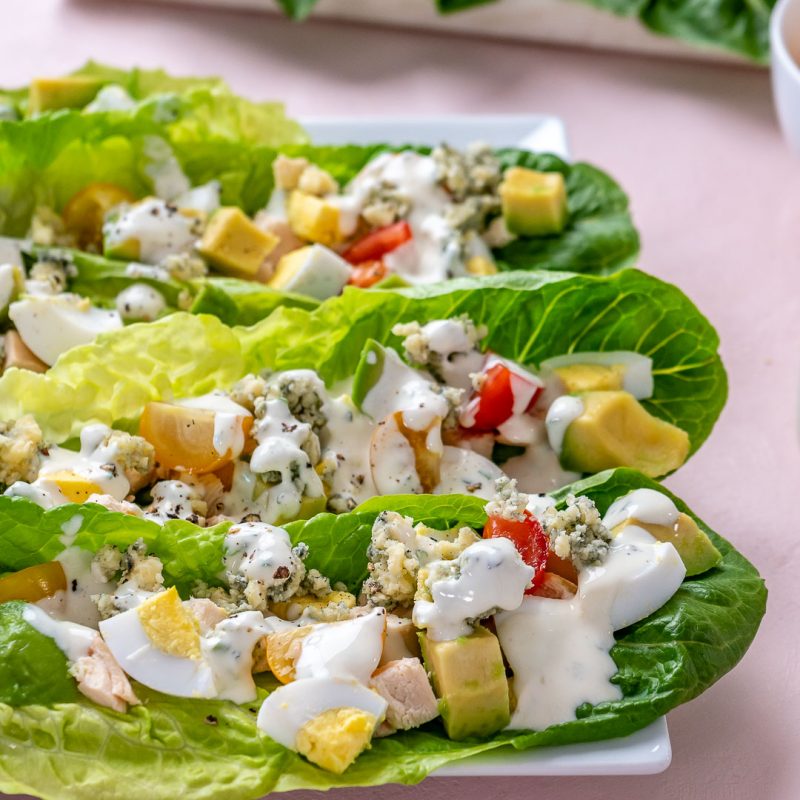 Cobb Salad Lettuce Wraps + Homemade Buttermilk Ranch | Clean Food Crush