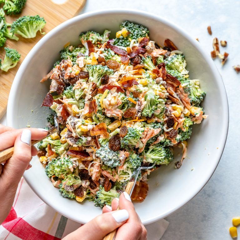 Broccoli + Fresh Corn + Bacon Salad | Clean Food Crush