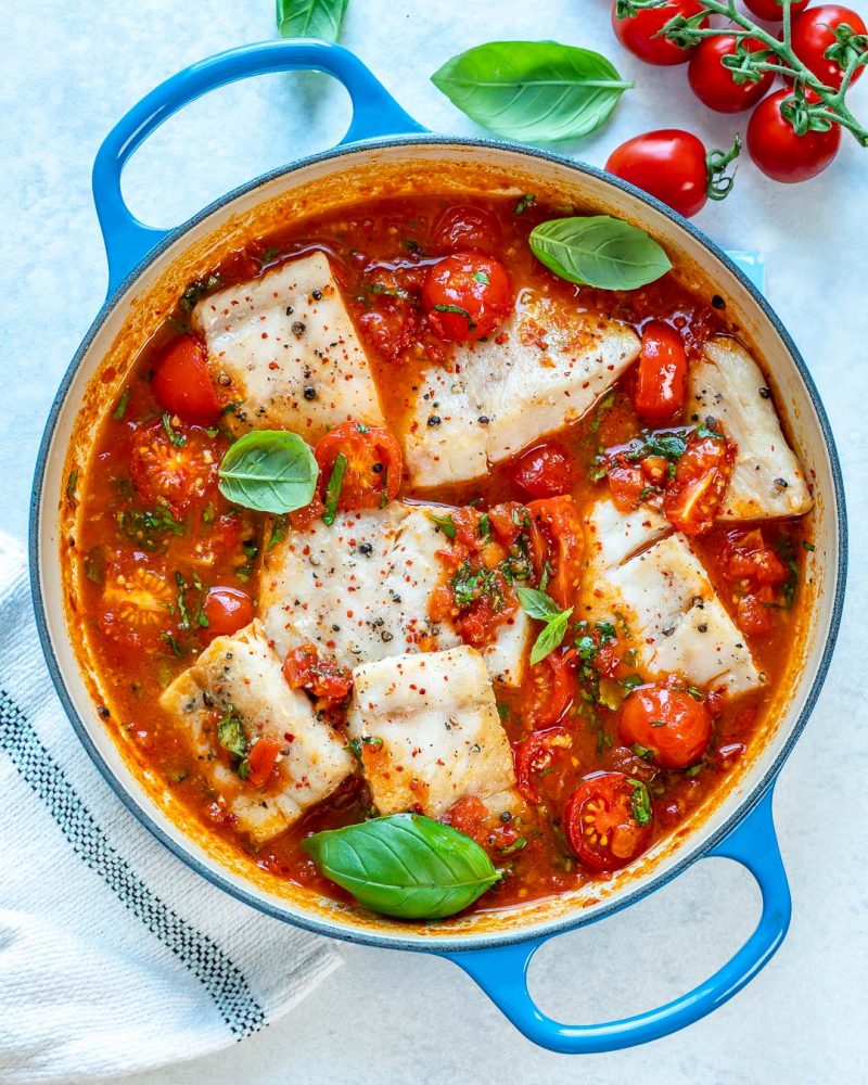 Pan-Seared Cod in Tomato + White Wine Sauce | Clean Food Crush