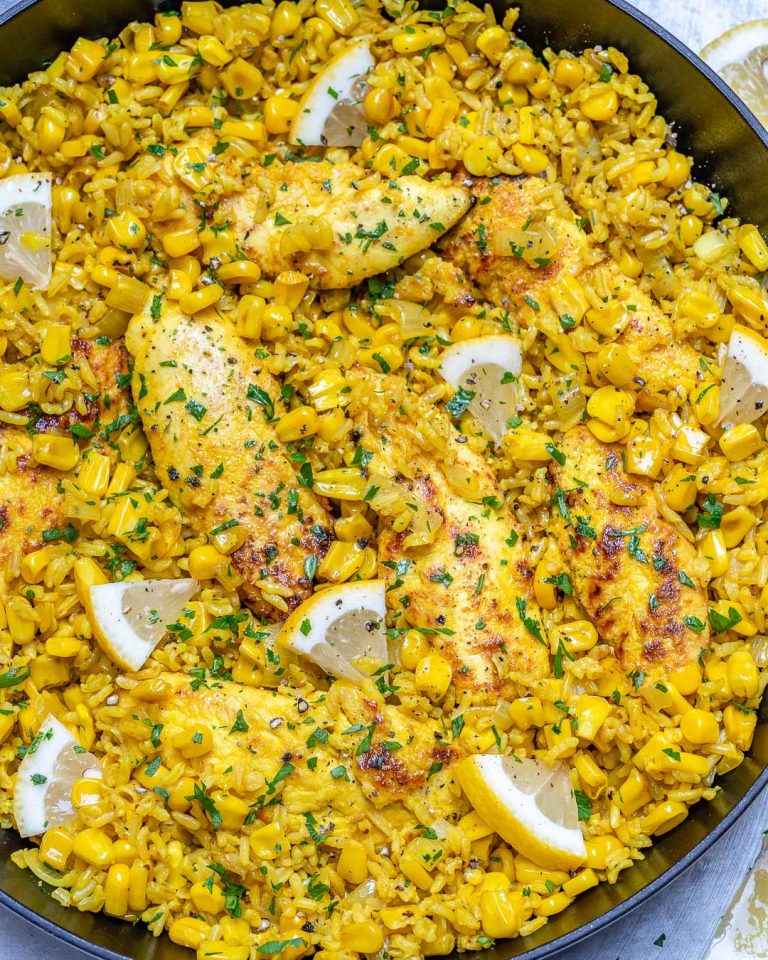 Turmeric Ginger Chicken Rice Skillet Recipe | Clean Food Crush