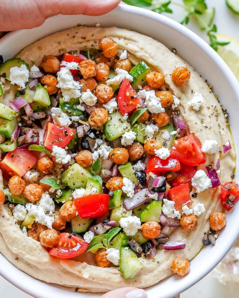 Loaded Roasted Garlic Hummus – Greek Style | Clean Food Crush