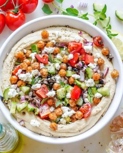 Loaded Roasted Garlic Hummus – Greek Style | Clean Food Crush