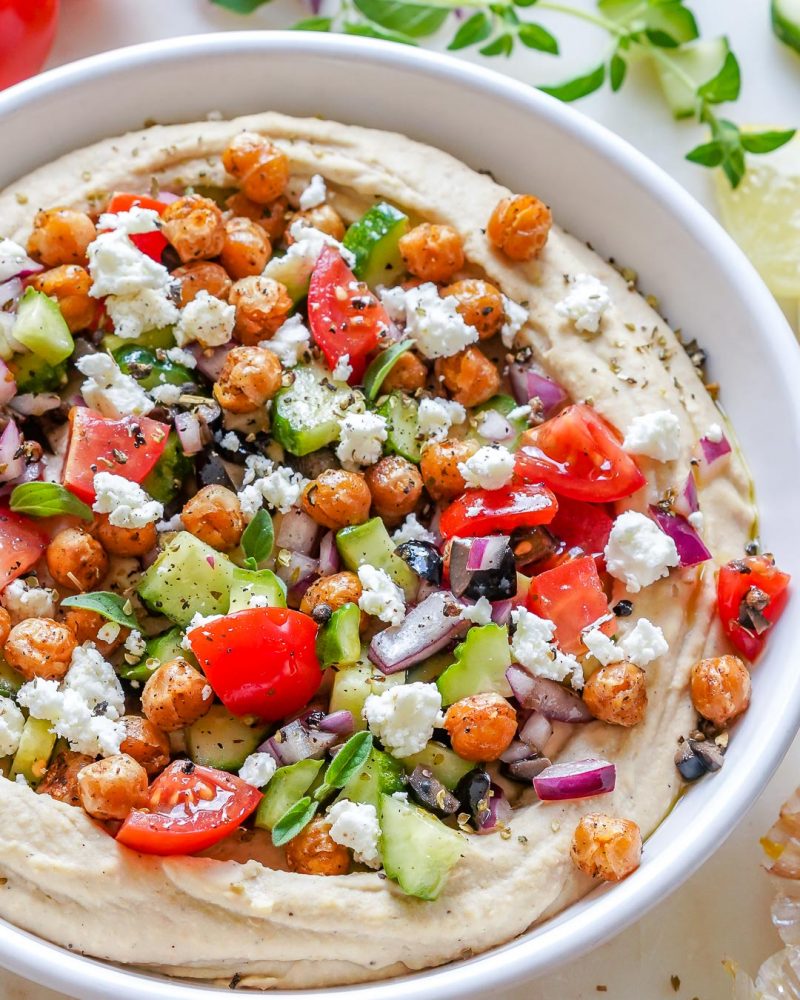 Loaded Roasted Garlic Hummus – Greek Style | Clean Food Crush