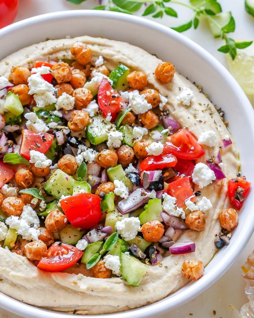 Loaded Roasted Garlic Hummus – Greek Style | Clean Food Crush