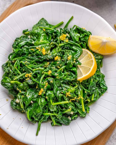Sautéed Fresh Lemony Spinach | Clean Food Crush