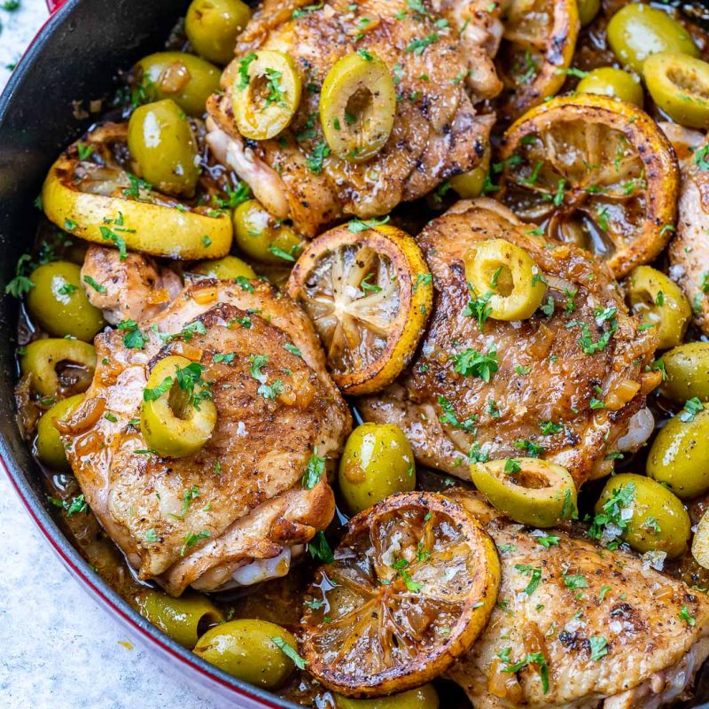 Lemony Chicken + Olives Skillet | Clean Food Crush