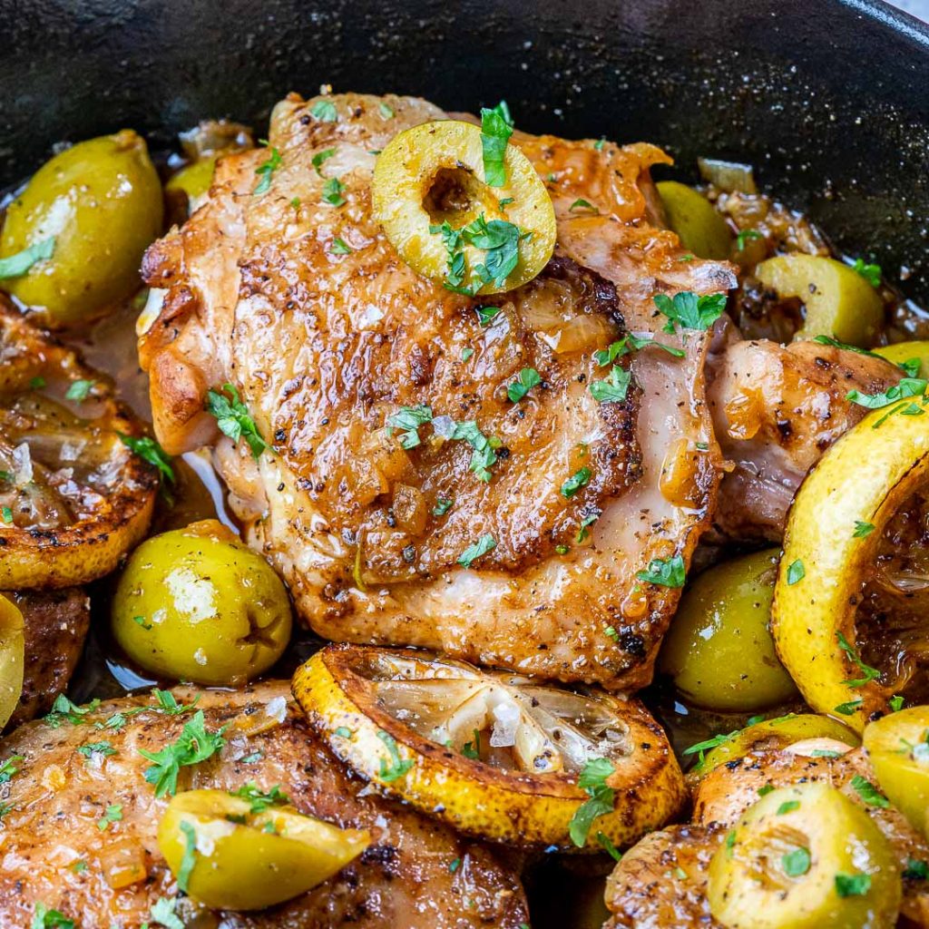 Lemony Chicken + Olives Skillet | Clean Food Crush