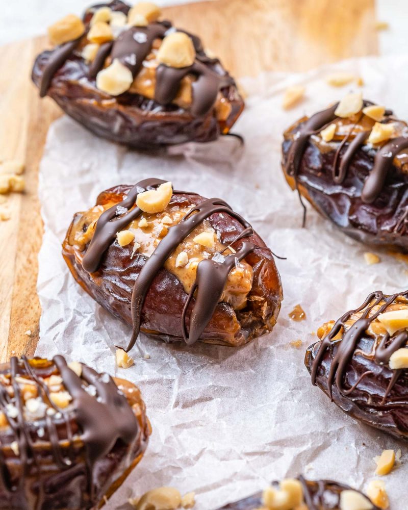 Snicker Stuffed Dates | Clean Food Crush