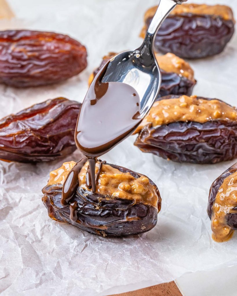 Snicker Stuffed Dates | Clean Food Crush