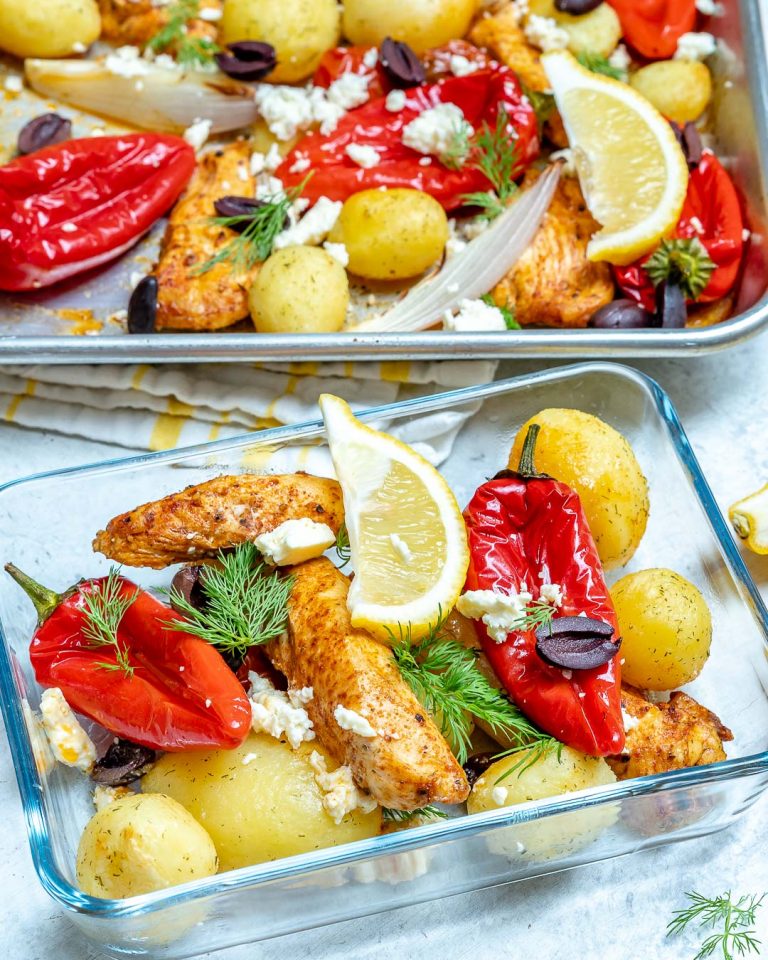 Greek Style Marinated Chicken & Potatoes Tray-Bake | Clean Food Crush