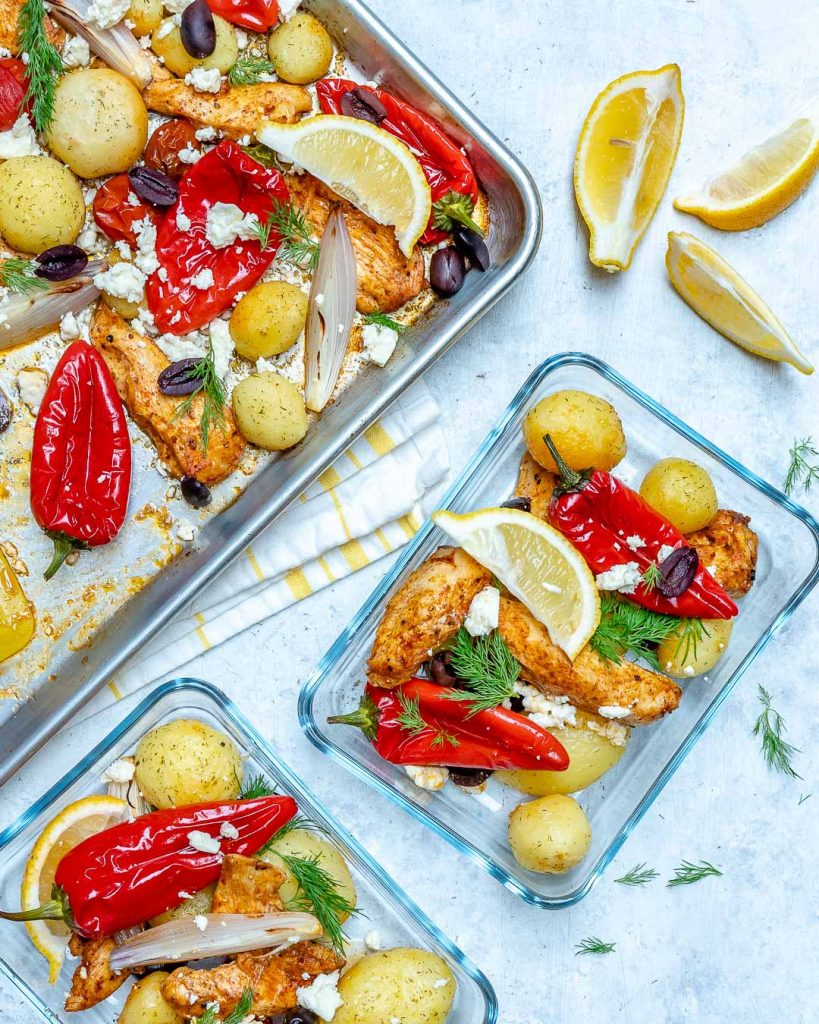 Greek Style Marinated Chicken & Potatoes Tray-Bake | Clean Food Crush