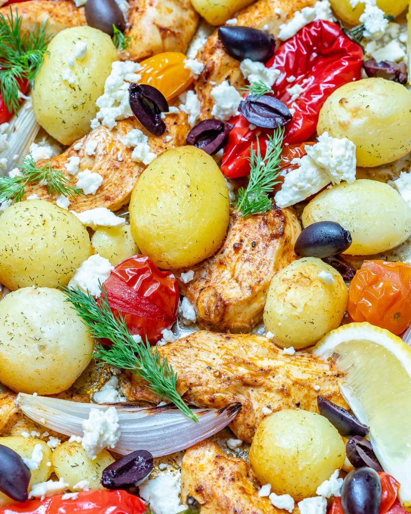Greek Style Marinated Chicken & Potatoes Tray-Bake | Clean Food Crush
